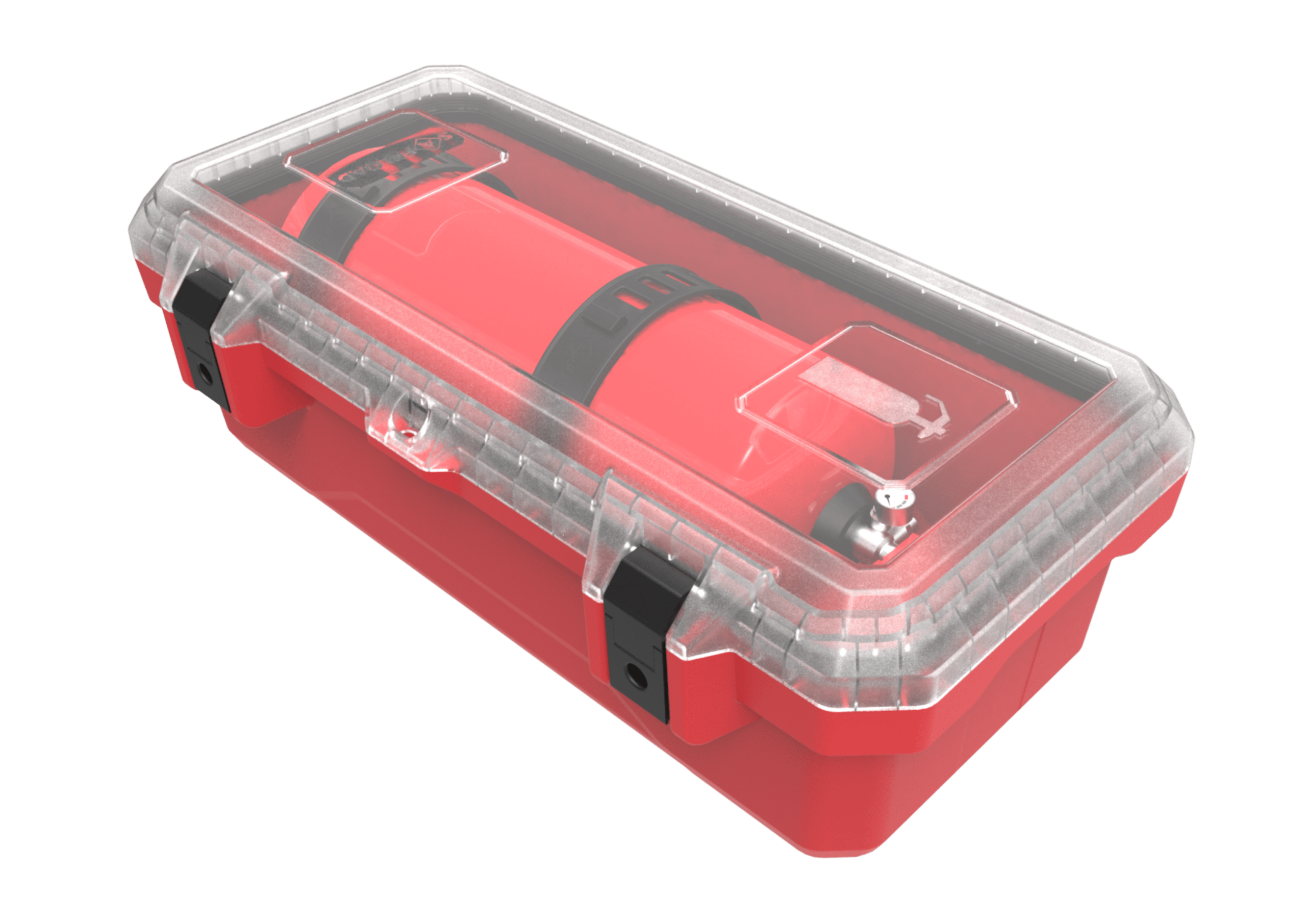 FIRE EXTINGUISHER BOX (INDOOR USE) Red base & Clear lid - EM Supply Direct