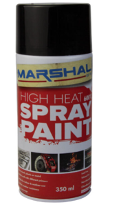 Spray Paint Hi Heat Black 350ml Marshal - EM Supply Direct